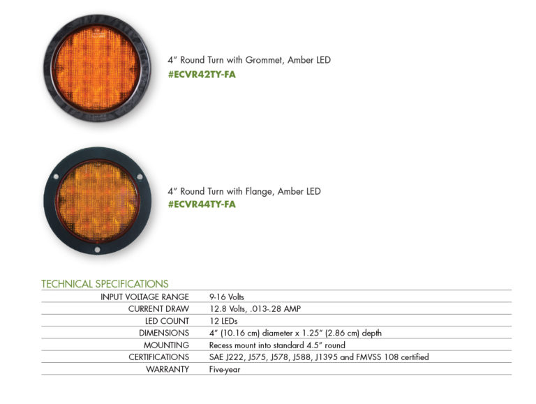 4" RD PK Turn W/Grommet No Conn AMB