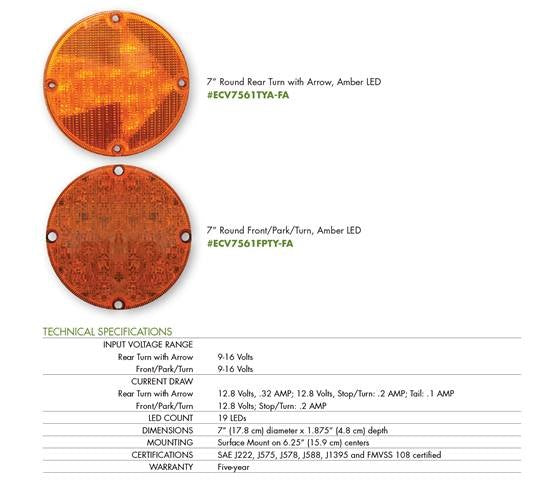 7 Inch Round Rear Turn w/ Arrow